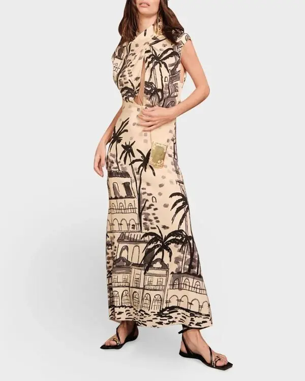 Johanna Ortiz Interdimensional Silk Crisscross Cap-sleeve Maxi Dress