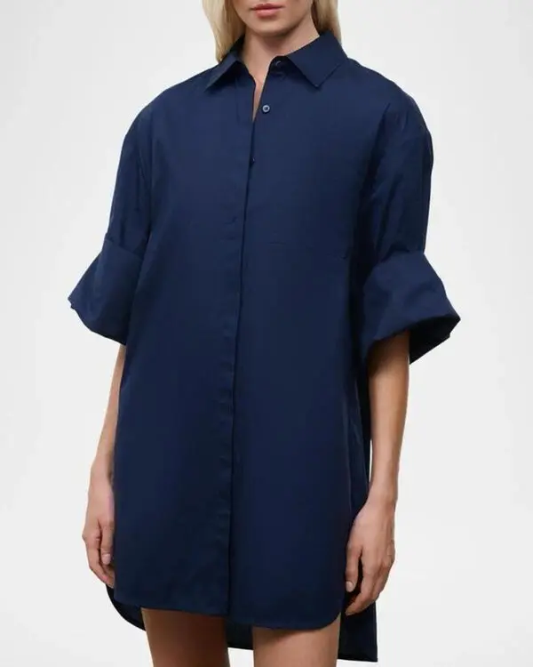 Staud Nico Mini Shirtdress - Navy