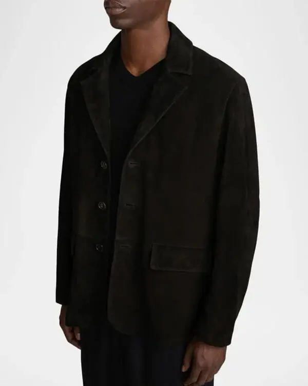 FRAME Apos;s Suede Single-breasted Blazer - Black