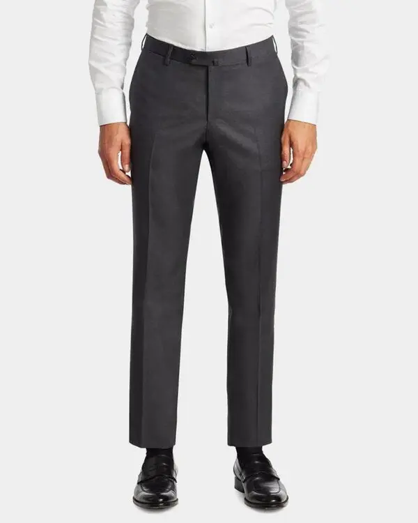 Isaia Apos;s Gregory Basic Wool Trousers - Dark Grey