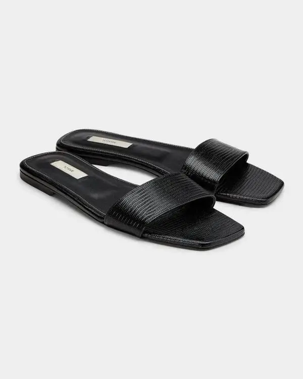 TOTEME Lizard-embossed Leather Flat Sandals