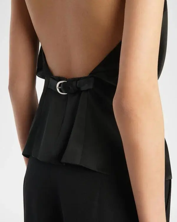 Khaite Rone Draped Satin Halter Top