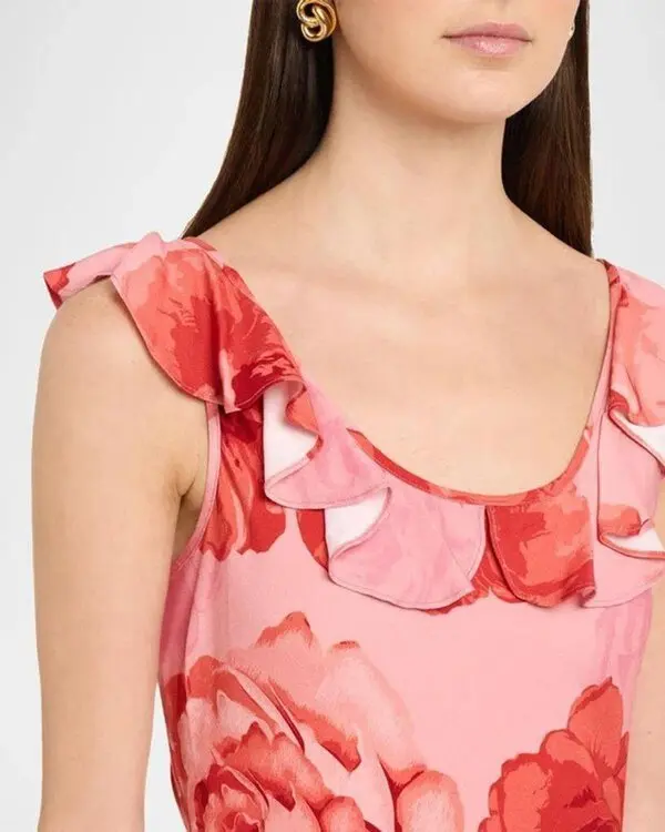 MILLY Scarlett Sleeveless Floral-print Midi Dress