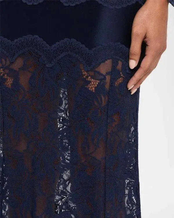 Rabanne Sheer Lace And Jersey Midi Skirt