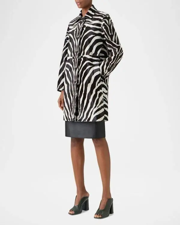 Akris Laron Zebra Print Pony Hair Single-breasted Coat