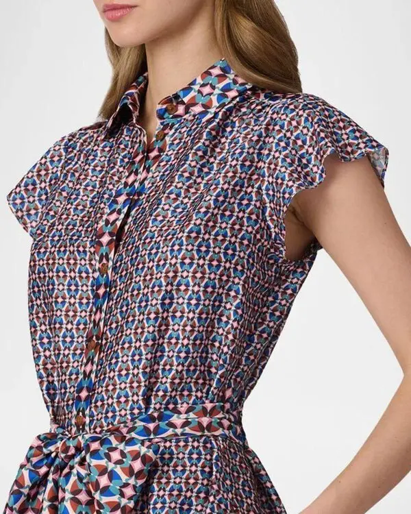 Shoshanna Kennedy Geometric-print Midi Shirtdress