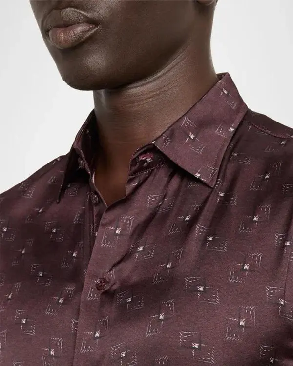 Emporio Armani Apos;s Overlapping Square Silk Button-front Shirt