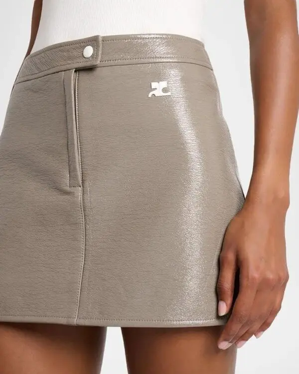 COURREGES Vinyle Reedition Mini Skirt - Light Mocha