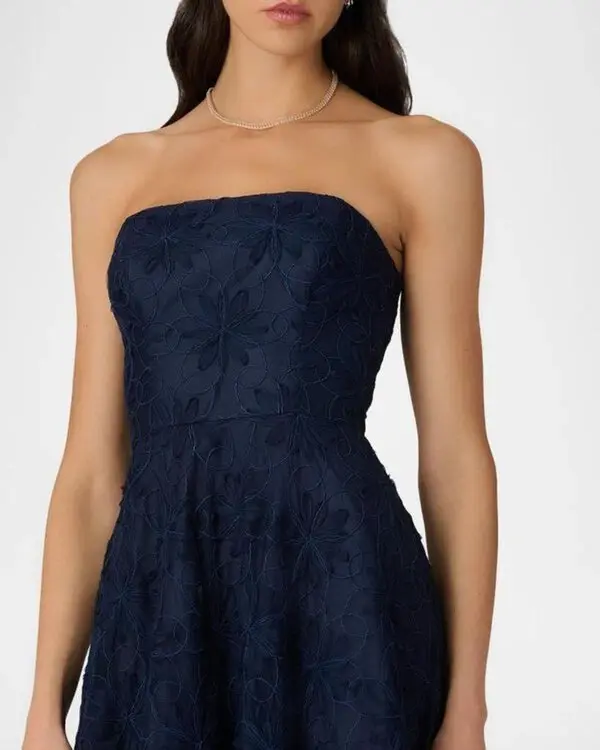 Shoshanna Mccall Strapless Floral-embroidered Midi Dress