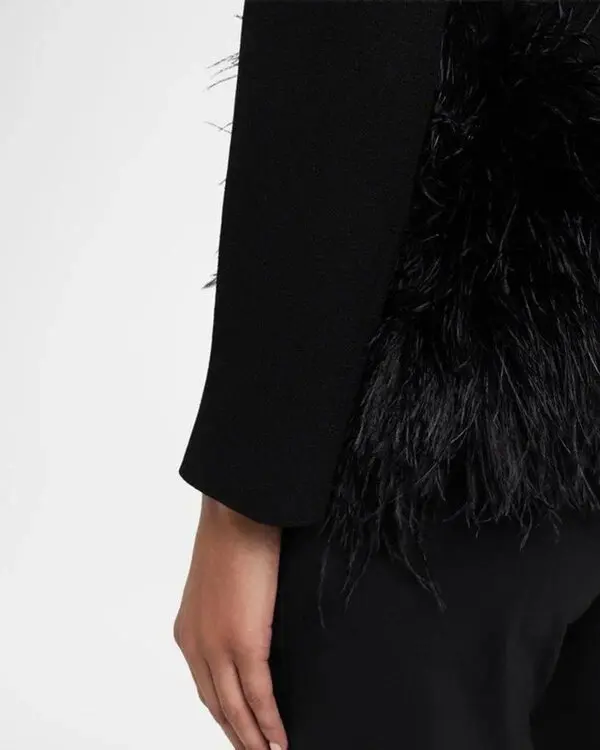 Libertine Feathered Single-breasted Jacket - Black