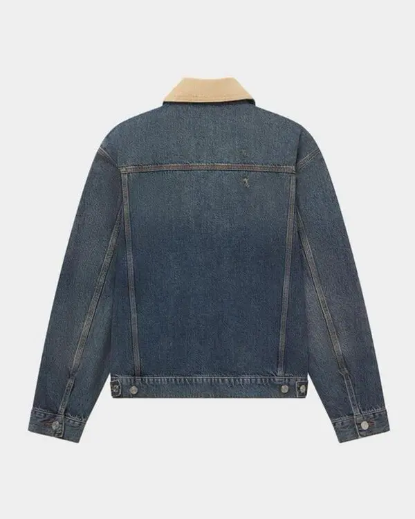 FRAME Apos;s Corduroy-collar Denim Zip Trucker Jacket