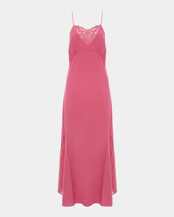 Chloé Lace-trim Empire Silk Midi Slip Dress - Black