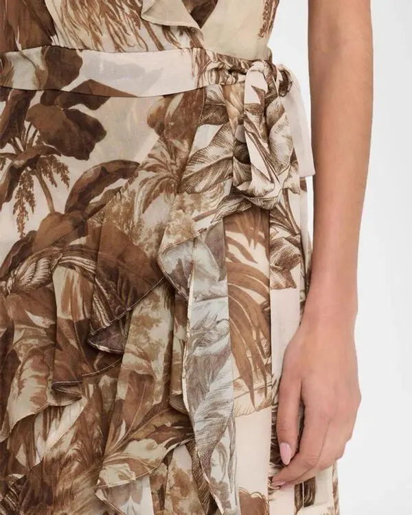 Kobi Halperin Elanor Botanical-print Ruffle Wrap Maxi Dress