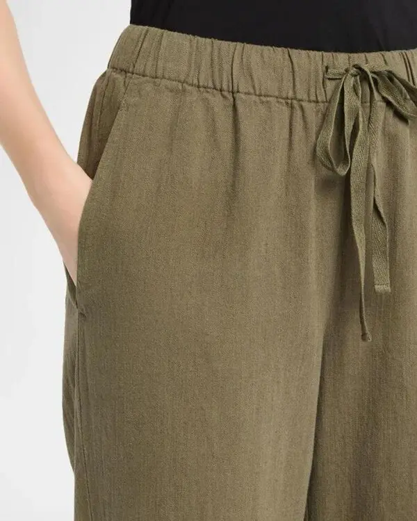 Eileen Fisher Organic Cotton-linen Straight Pants - Olive