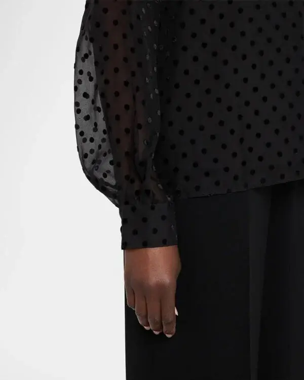 Lafayette 148 New York Polka Dot High-neck Blouse - Black