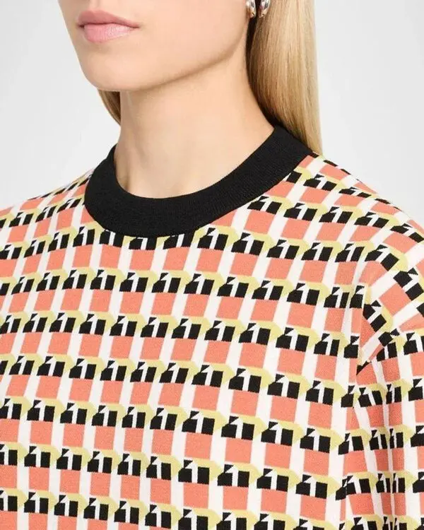 ZANKOV Francine Geo Compact Knit Short-sleeve Top