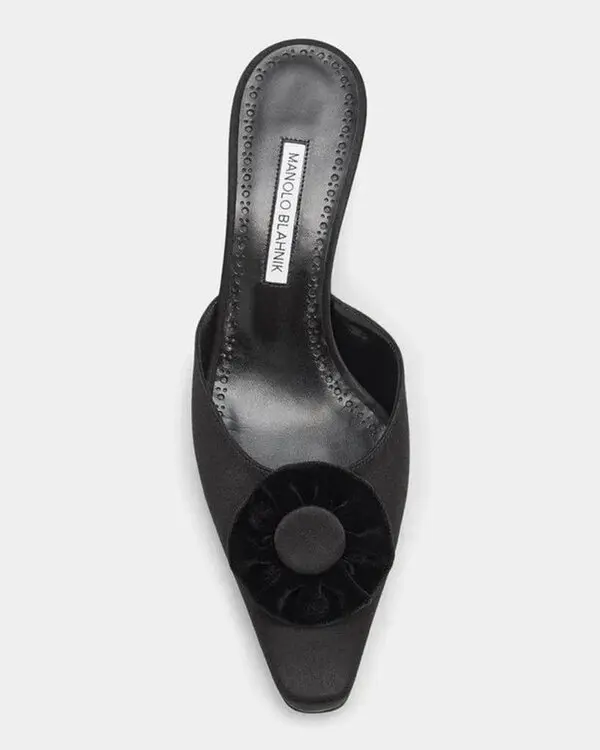 Manolo Blahnik Caulon 50mm Satin Velvet-trimmed Mules