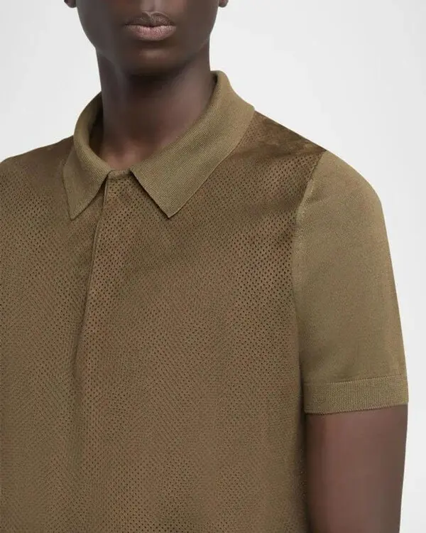 TOM FORD Apos;s Perforated Wool Short-sleeve Shirt
