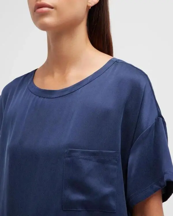Lunya Washable Silk Tee Pant Set - Deep Blue
