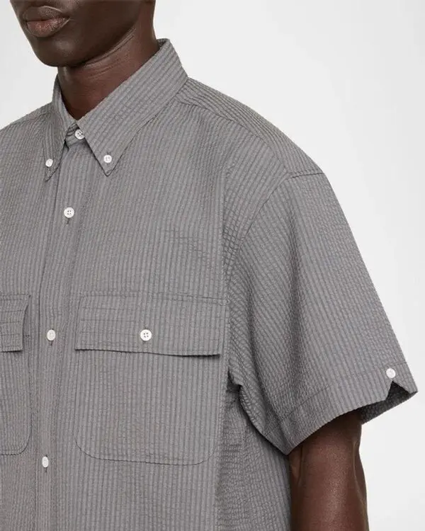 Thom Browne Apos;s Seersucker Short-sleeve Track Shirt