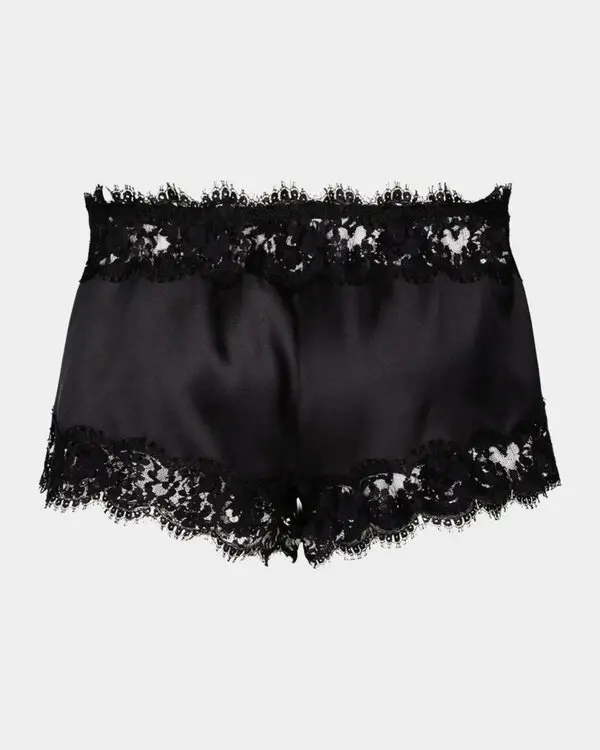 Dolce & Gabbana Lace-trim Stretch Silk Slip Shorts