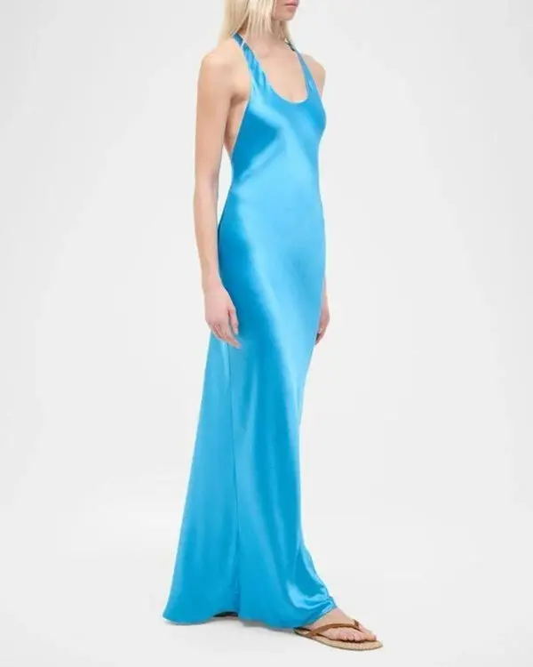 Staud Juanita Satin Racerback Dress