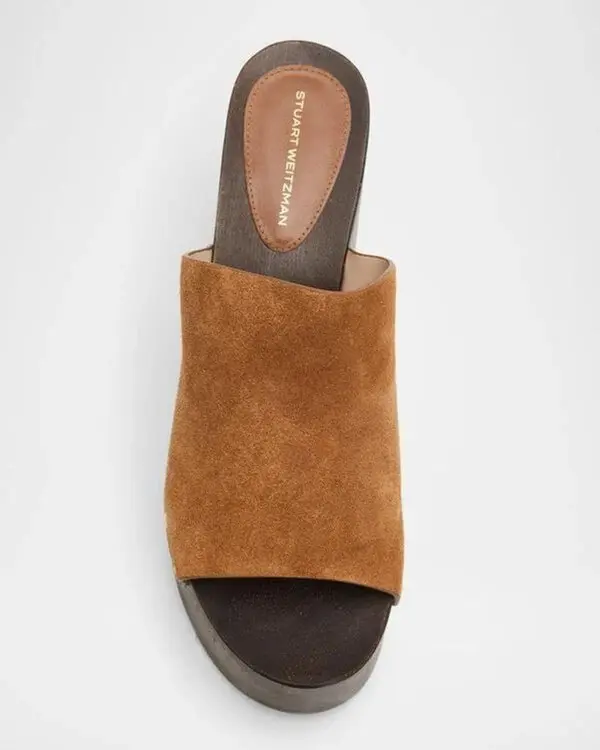 STUART WEITZMAN 100mm Kate Suede Platform Clogs - Doe