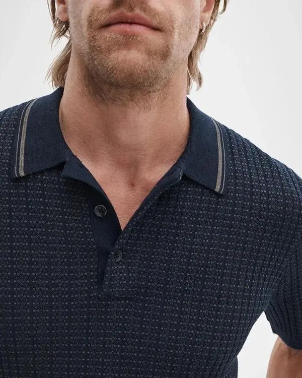 Rag & Bone Apos;s Harvey Rib-knit Polo Shirt - Navy
