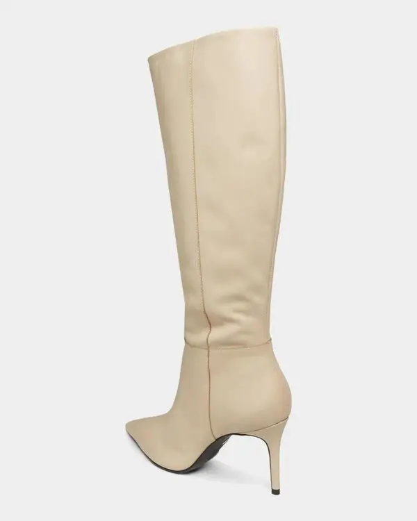 Schutz Mikki 90mm Leather Stiletto Boots - Eggshell
