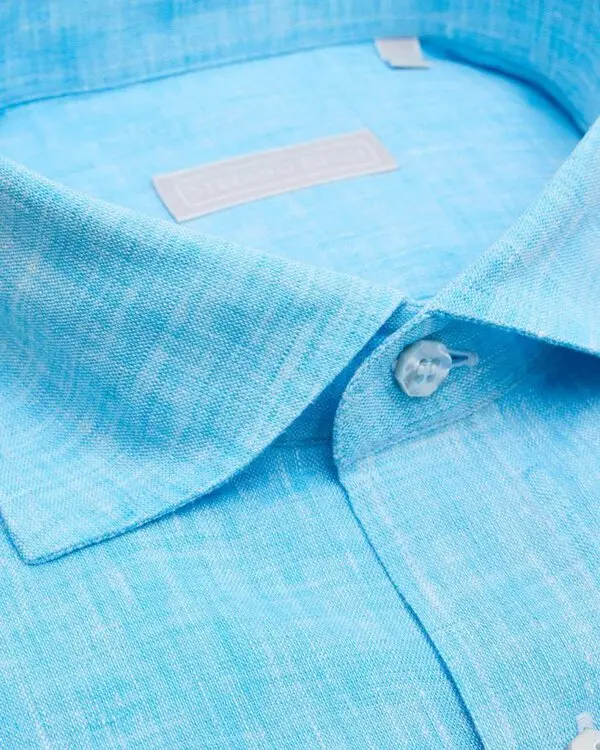 Stefano Ricci Apos;s Solid Linen Classic-fit Dress Shirt - Light Blue