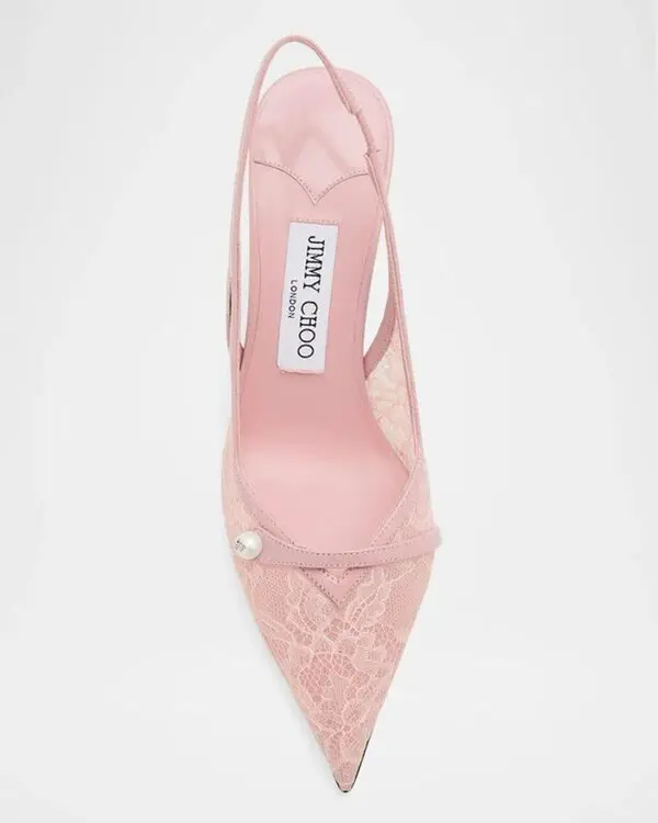 JIMMY CHOO Amita 85 Lace Slingback Pumps