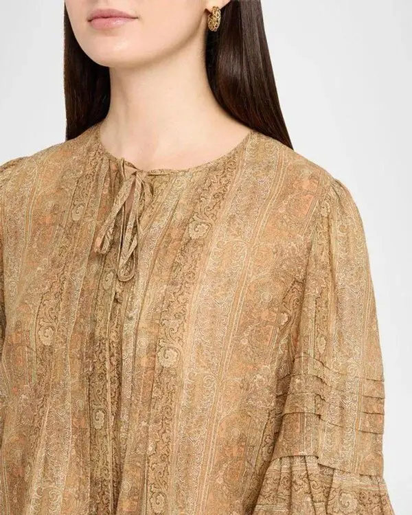 Kobi Halperin Joey Floral Flare-sleeve Blouse - Ecru Multi
