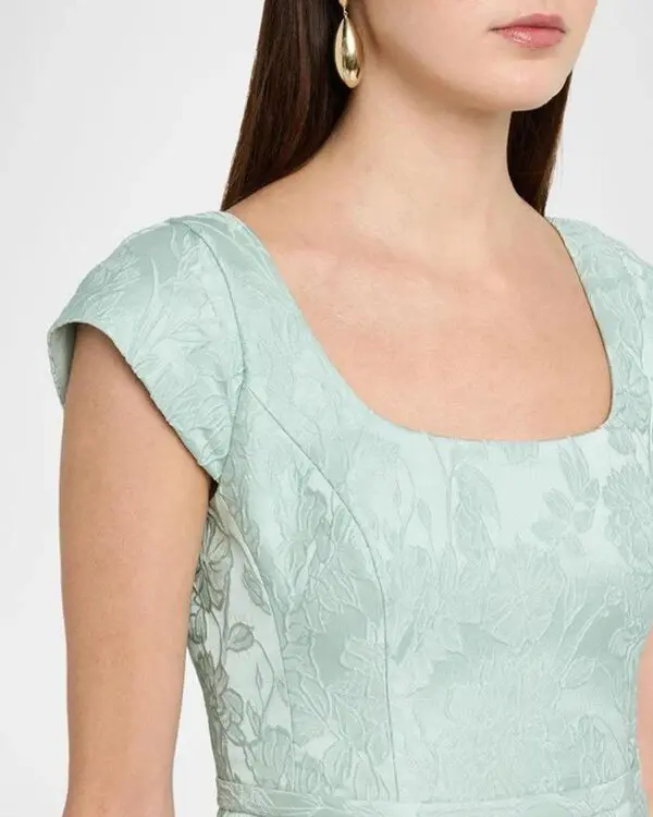 SACHIN BABI Grace Cap-sleeve Cloque Column Gown