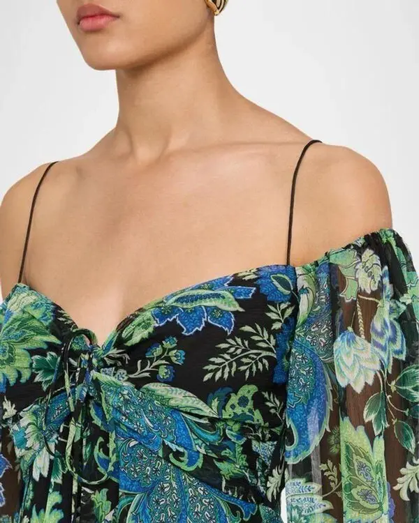 UNGARO Kelsey Floral-print Chiffon Maxi Dress