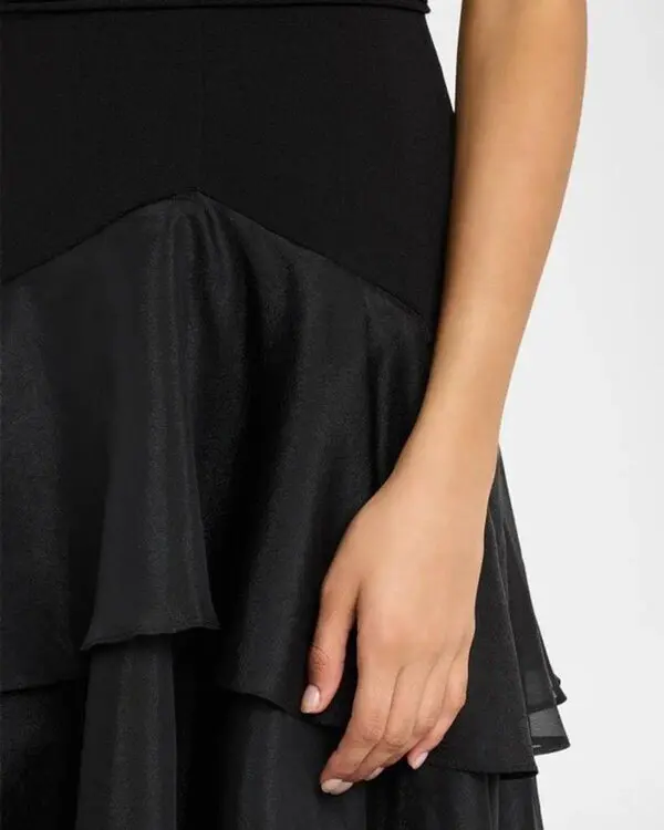 Aidan Mattox One-shoulder Ruffle Tiered Gown