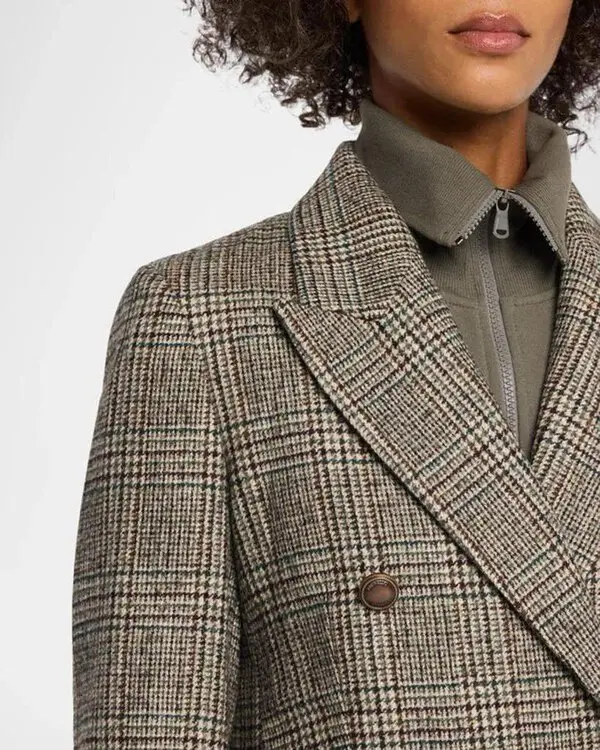 Brunello Cucinelli Double-breasted Prince Of Wales Tailored Jacket