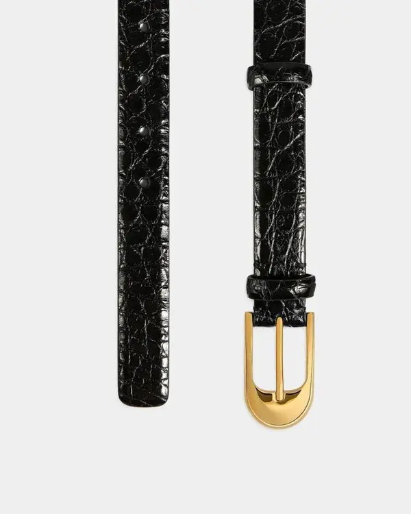 Khaite Dome Embossed Leather Belt - Black