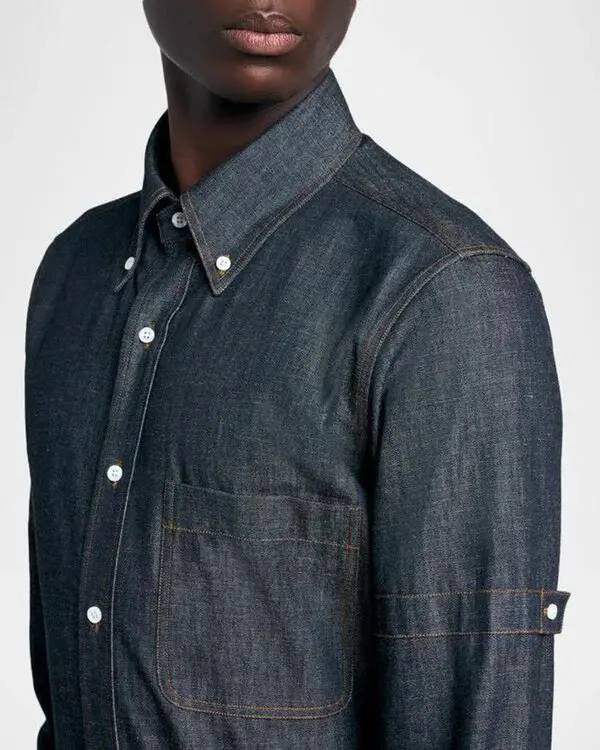 Thom Browne Apos;s Selvedge Denim Button-down Shirt