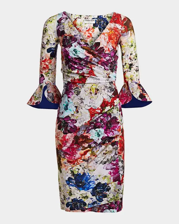 Chiara Boni La Petite Robe Triana Floral-print Bodycon Ruffle Dress - Anemoni