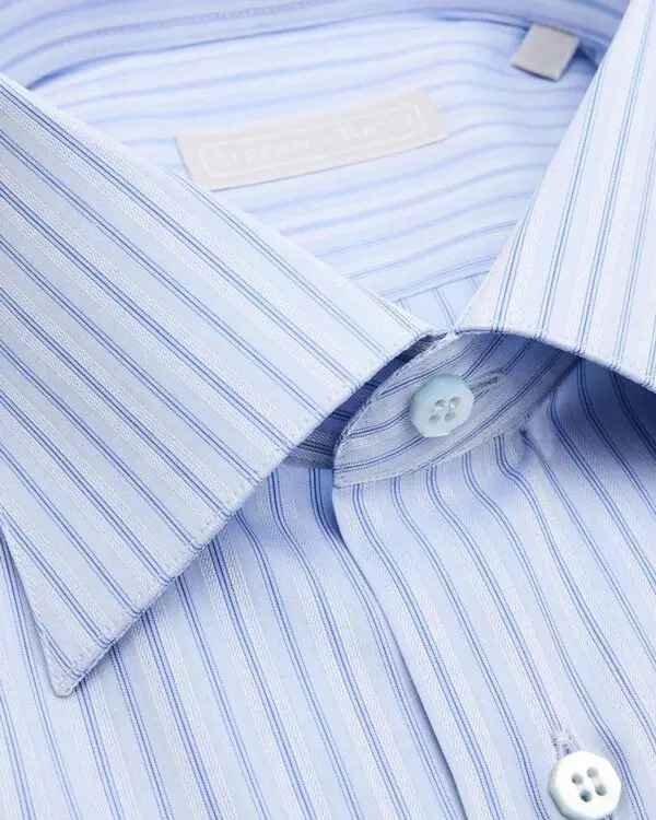 Stefano Ricci Apos;s Cotton Tonal Double-stripe Dress Shirt - Light Blue