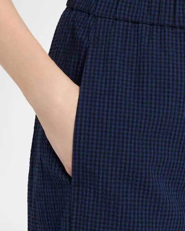 Eileen Fisher Cropped Crinkled Check Lantern Pants - Dpdiv