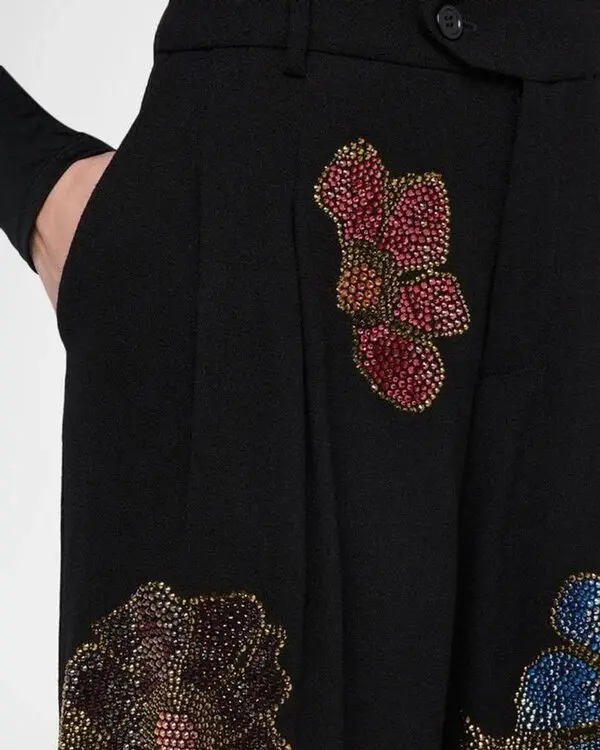 Libertine Fleur D & Apos;or Embellished Baggy Wide-leg Trousers - Black