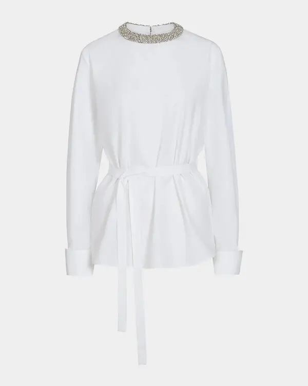 TWP Crystal-embellished Tie-waist Top