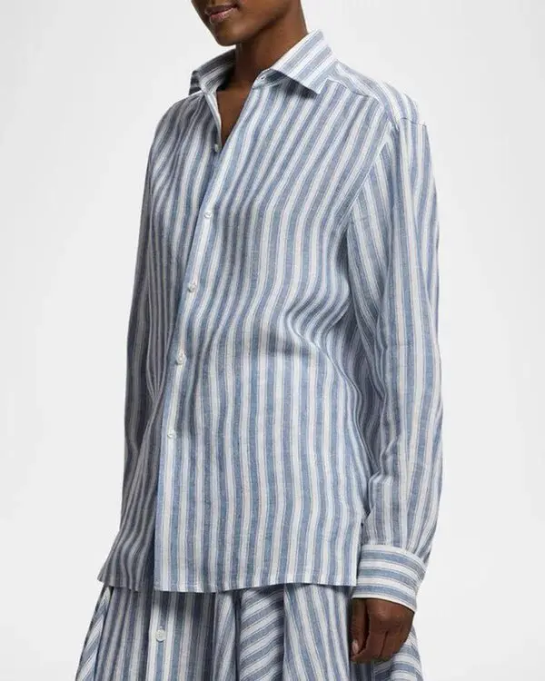 Ralph Lauren Capri Relaxed-fit Striped Linen Shirt - Chambray B