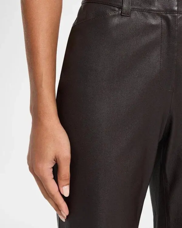 Lafayette 148 New York Bond Straight-leg Leather Pants - Truffle
