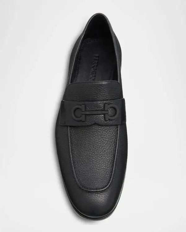 FERRAGAMO Apos;s Touch Hammered Leather Rubber-gancini Loafers