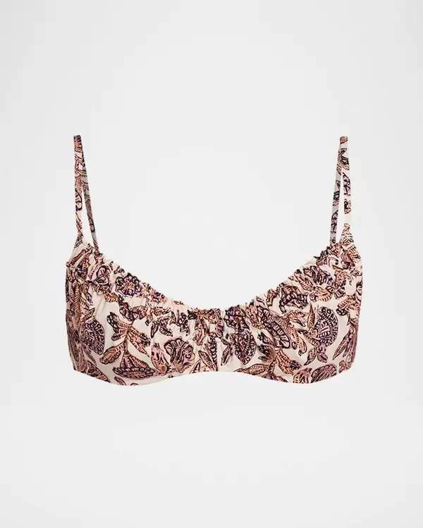 Ulla Johnson Jaya Ruched Bikini Top - Limestone