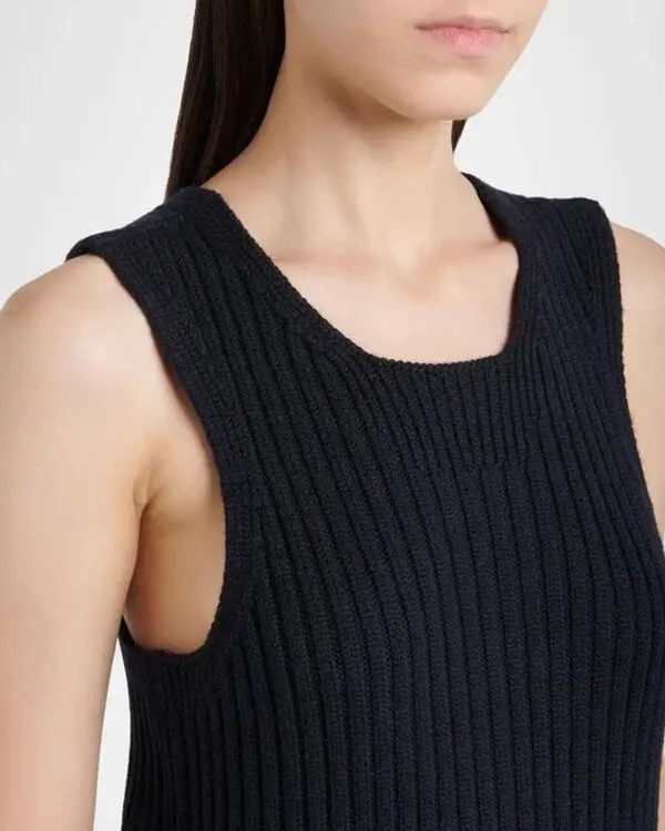 Bottega Veneta Ribbed Wool Mini Dress - Midniteblu