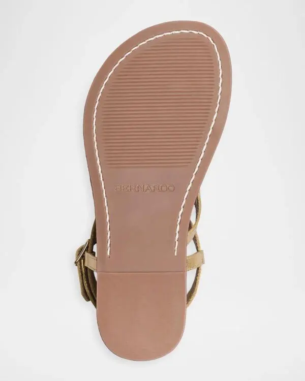 Bernardo Mallorie Leather Geometric Thong Sandals - Gold