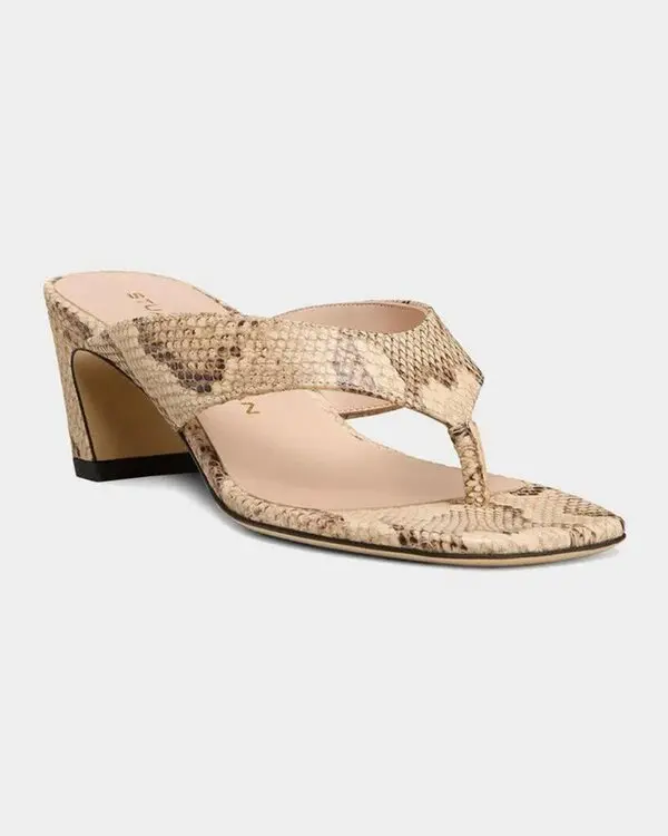 STUART WEITZMAN 50mm Stassi Snake-embossed Leather Thong Sandals